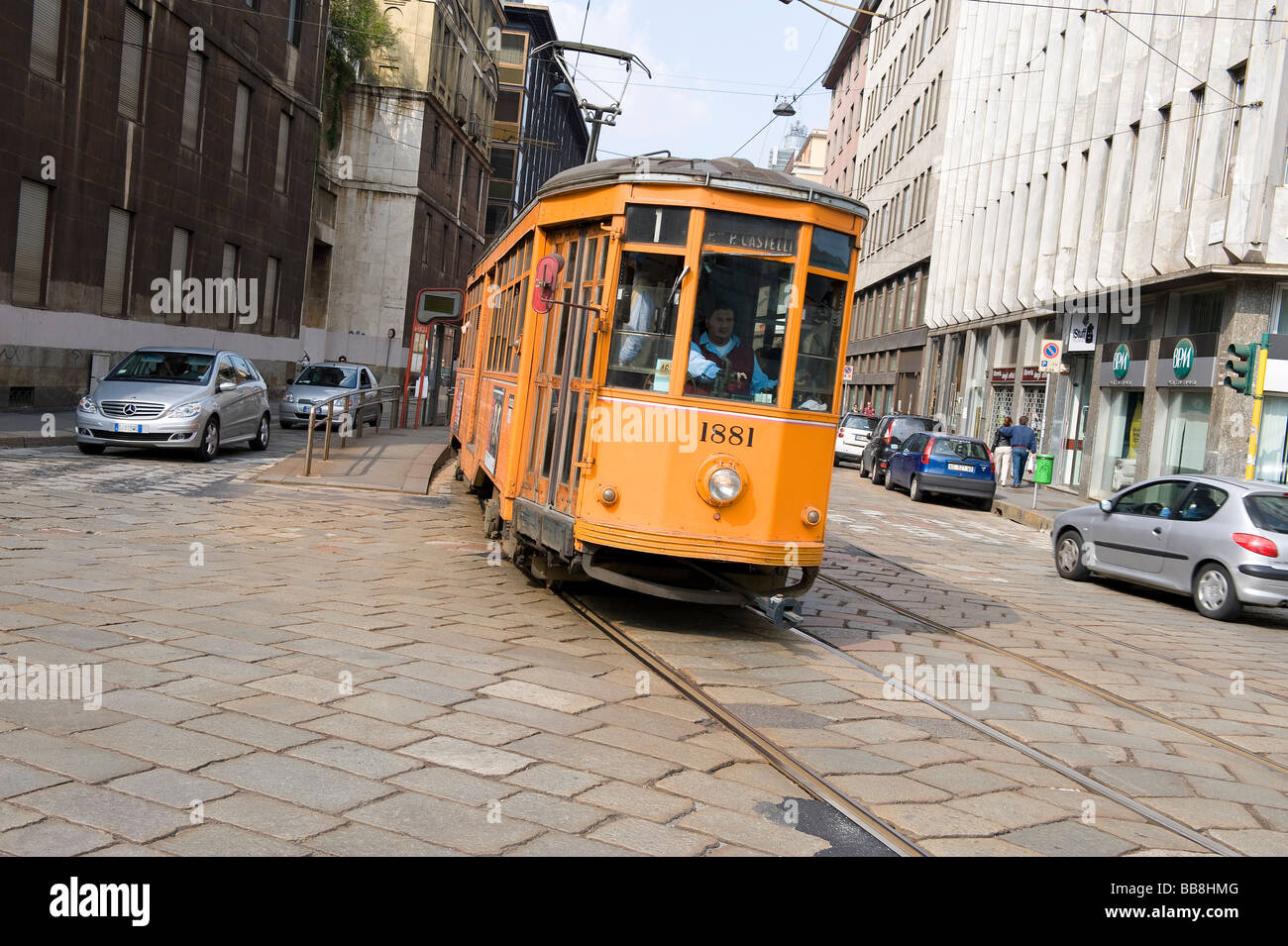traditional style tram, milan, italy Stock Photo - Alamy