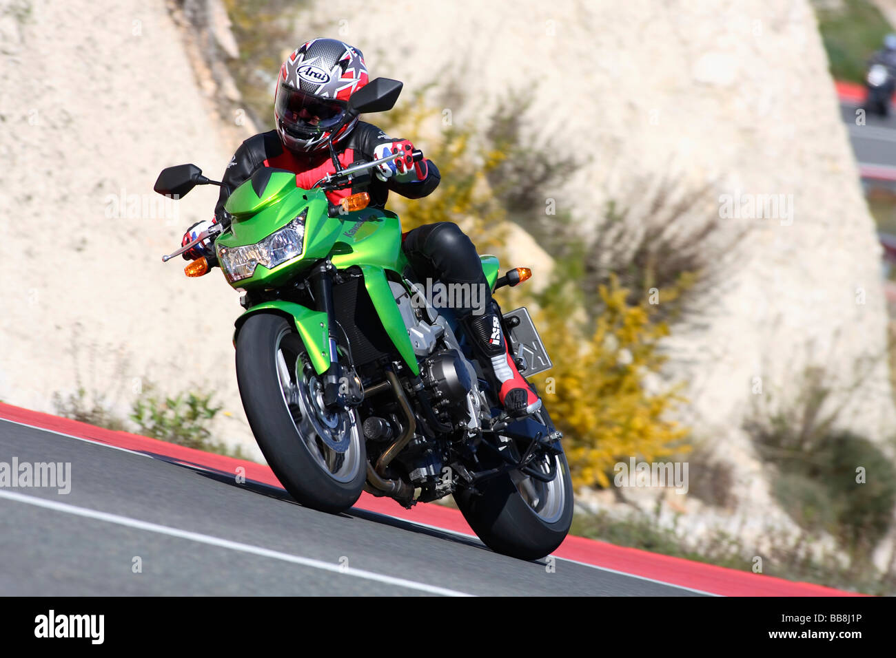 Kawasaki Z750 motorcycle, riding shot Stock Photo - Alamy