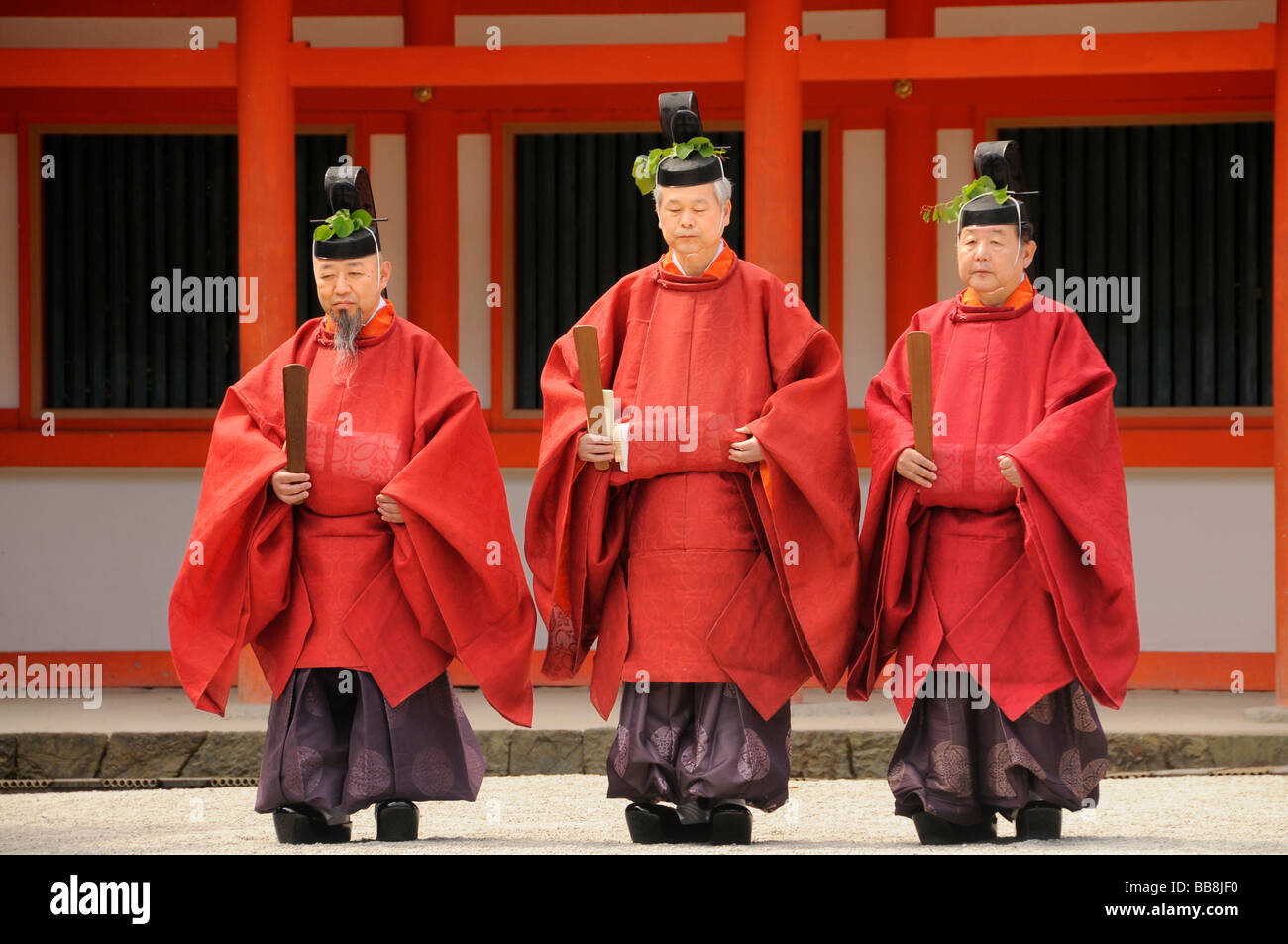 Shintoistic priests at a Shintoistic procession from the Shimogamo ...