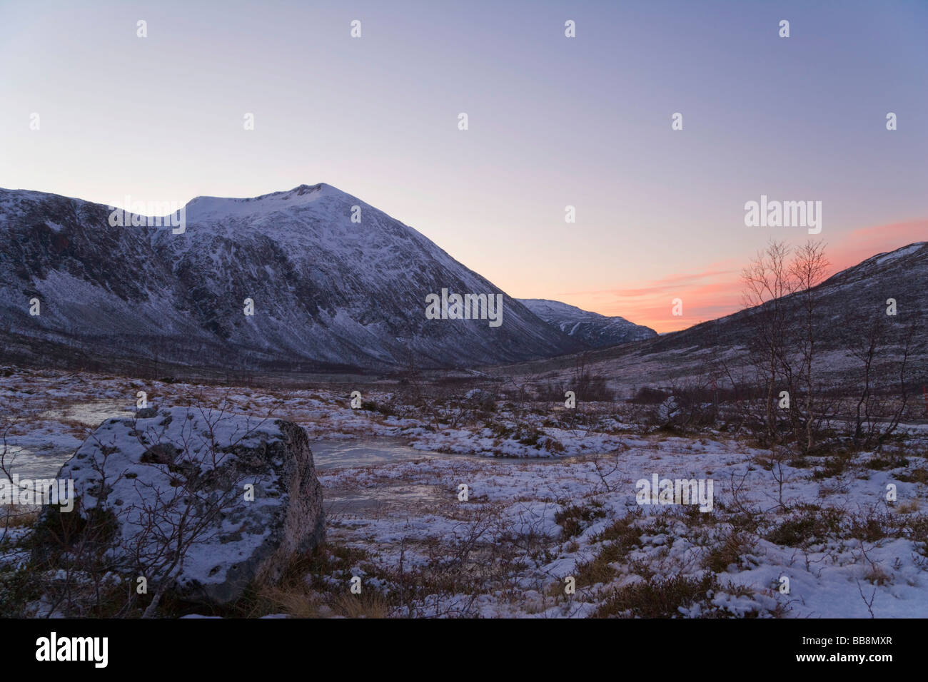 Mountains of Kvaloya, Kvaloya, island, polar night, winter, Tromso ...