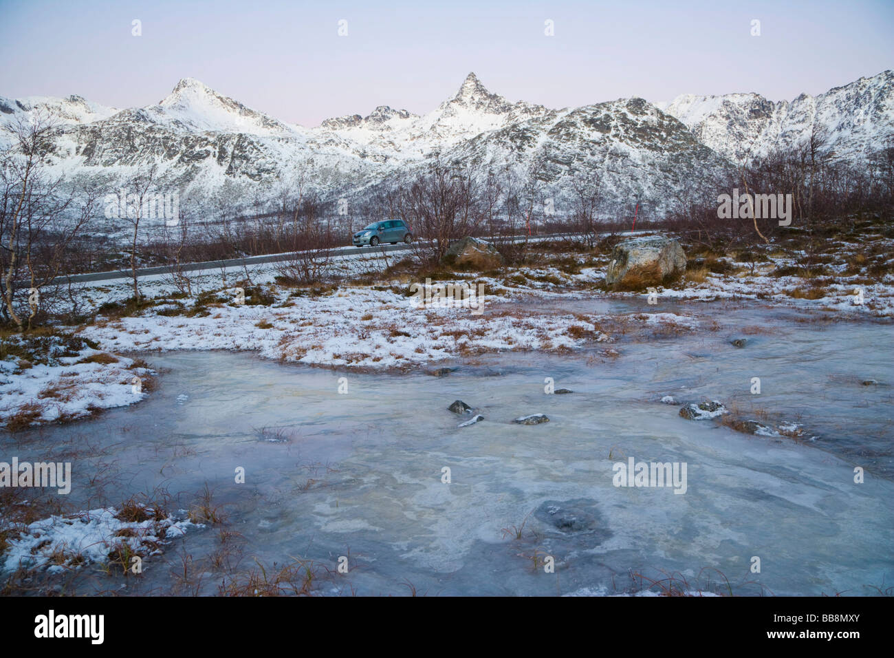 Mountains of Kvaloya, Kvaloya, island, polar night, winter, Tromso ...