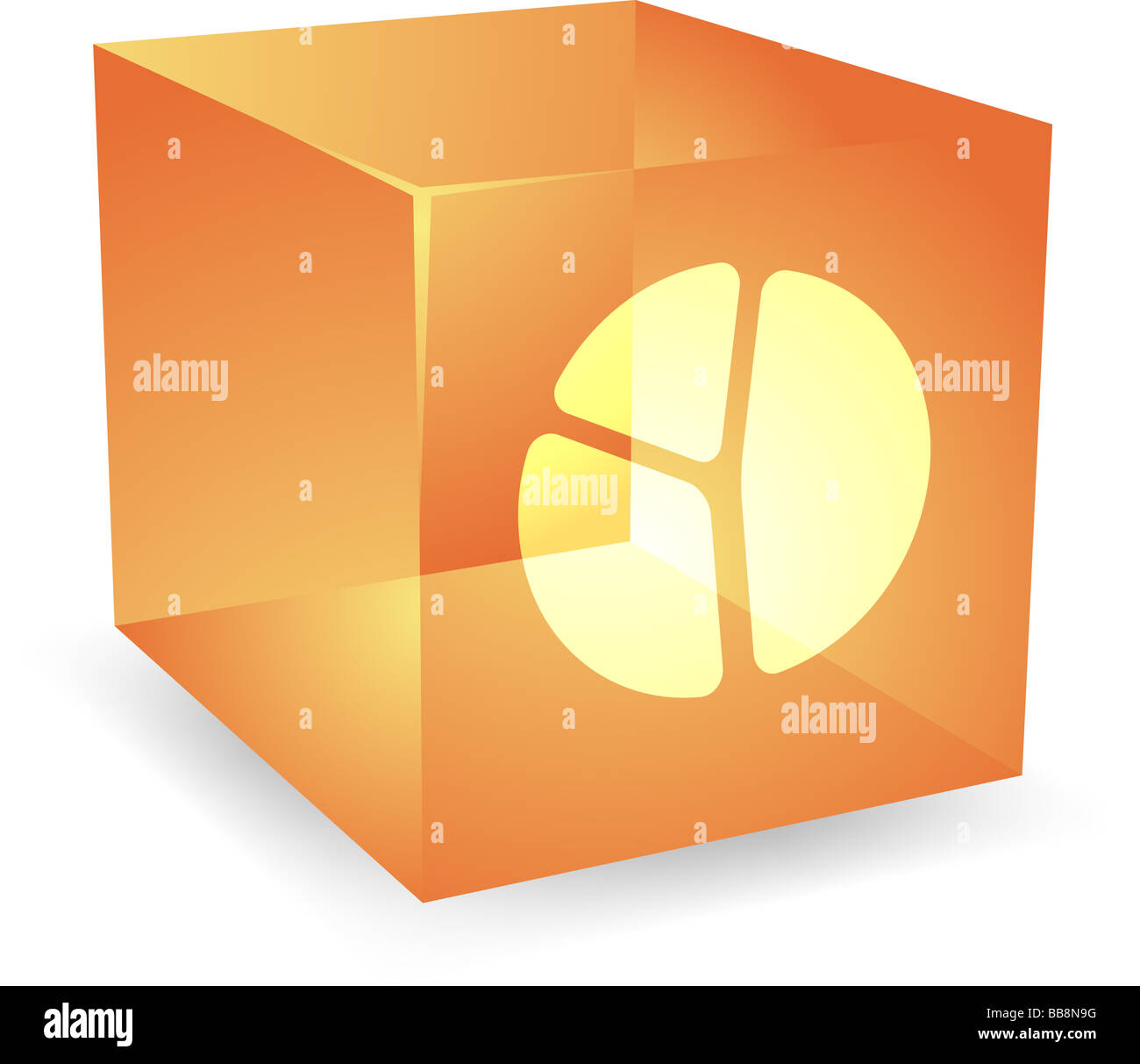 icon on translucent cube shape illustration Stock Photo - Alamy
