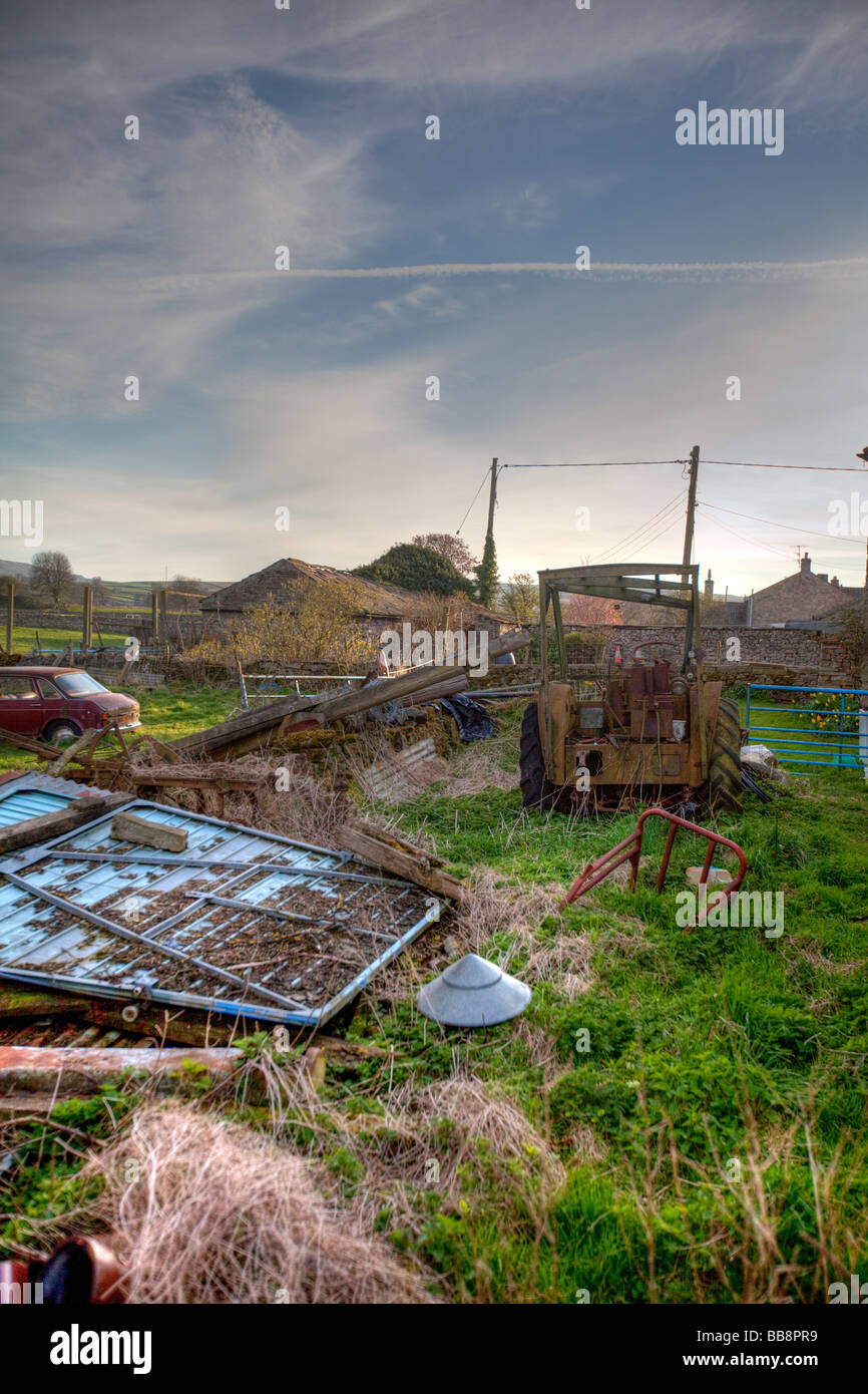 Morning light on Carperby Yorkshire Dales, Yorkshire, England. Wild sky ...