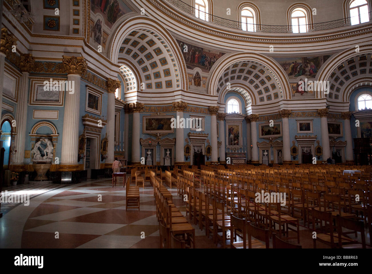 The magnificent interior of Mosta Dome, or Rotunda of Santa Marija Assunta, Mosta, Malta, Europe ...