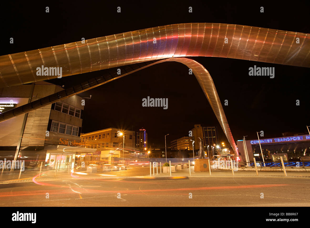 Millenium Place Coventry at night showing the Whittle Arch and Sir ...