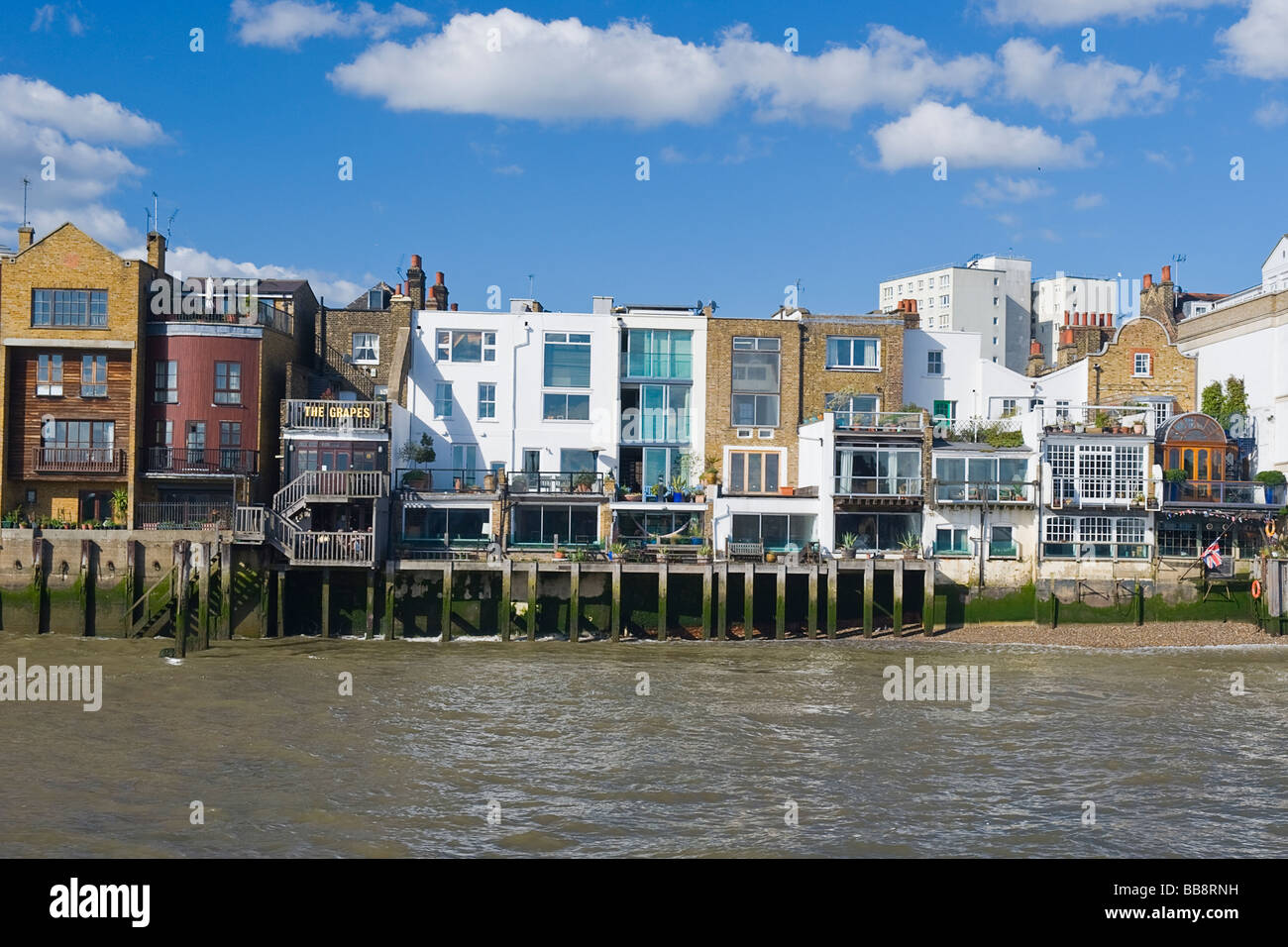 East End riverside buildings including the famous Limehouse pub inn The ...