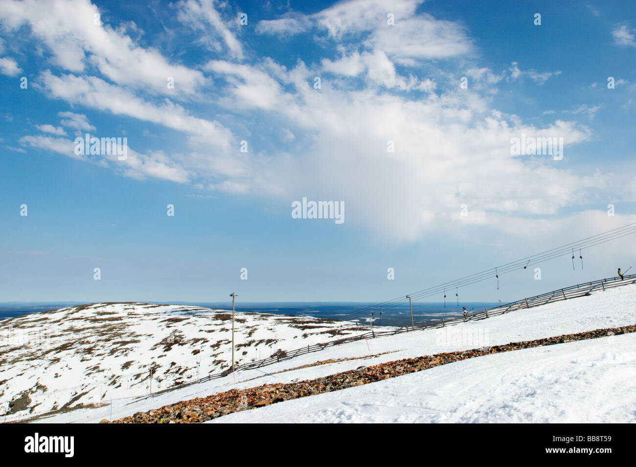 Ski slopes and lifts at Yllas ski resort, Lapland, Finland Stock Photo ...