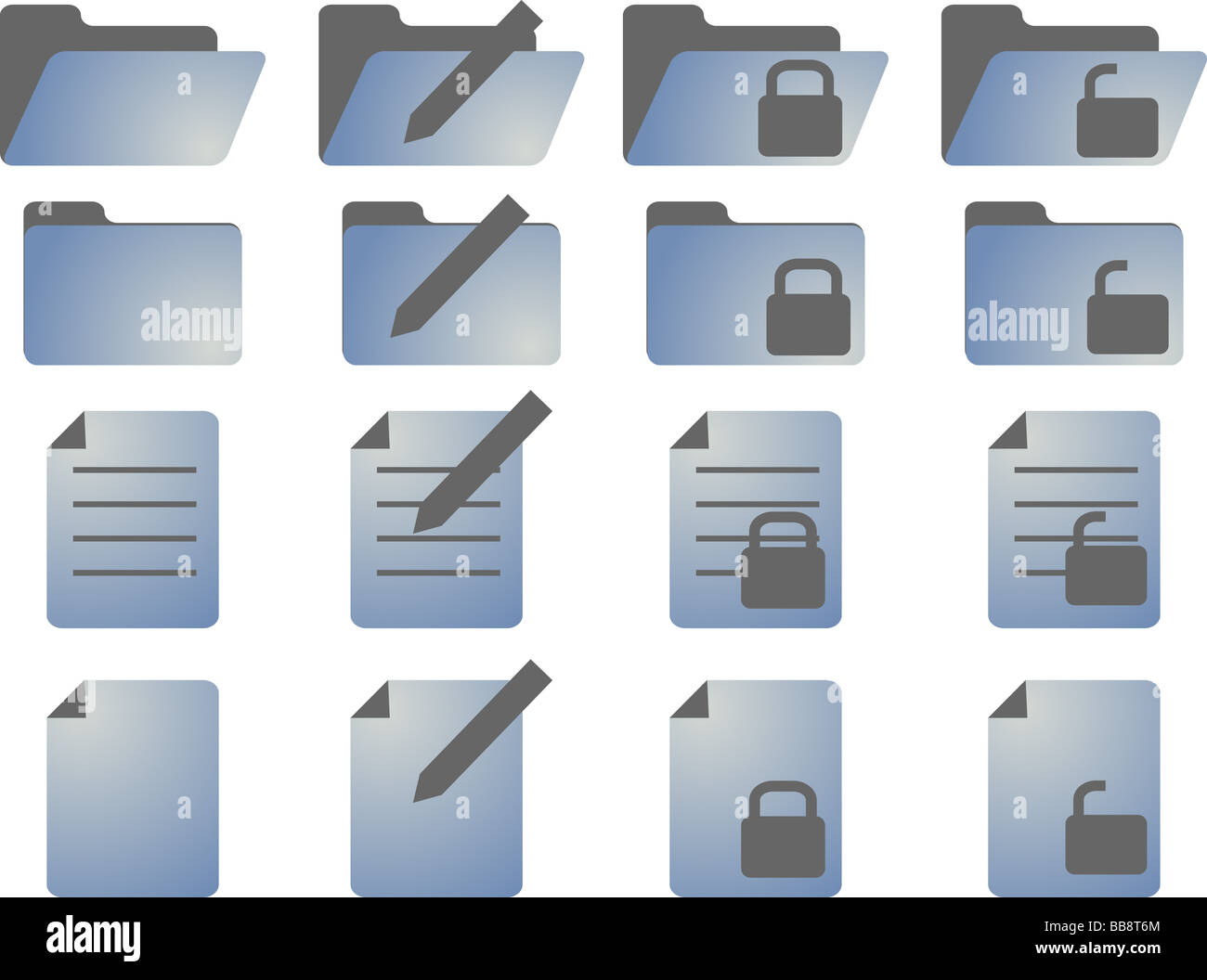 Document folder icon set with different statuses Stock Photo - Alamy