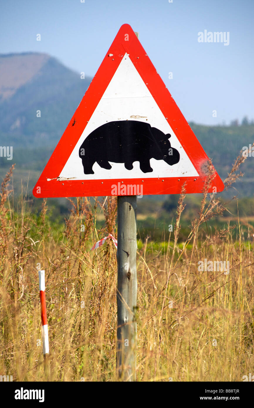 Hippo hippopotamus road sign hi-res stock photography and images - Alamy