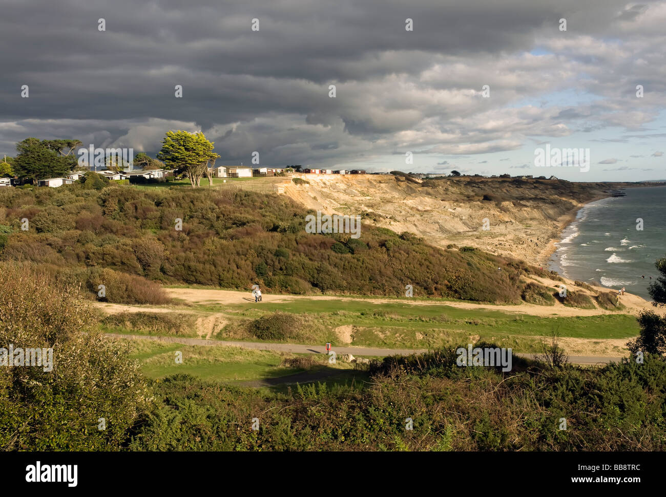 View from Highcliffe towards the 'landslide' clay cliffs at Chewton ...