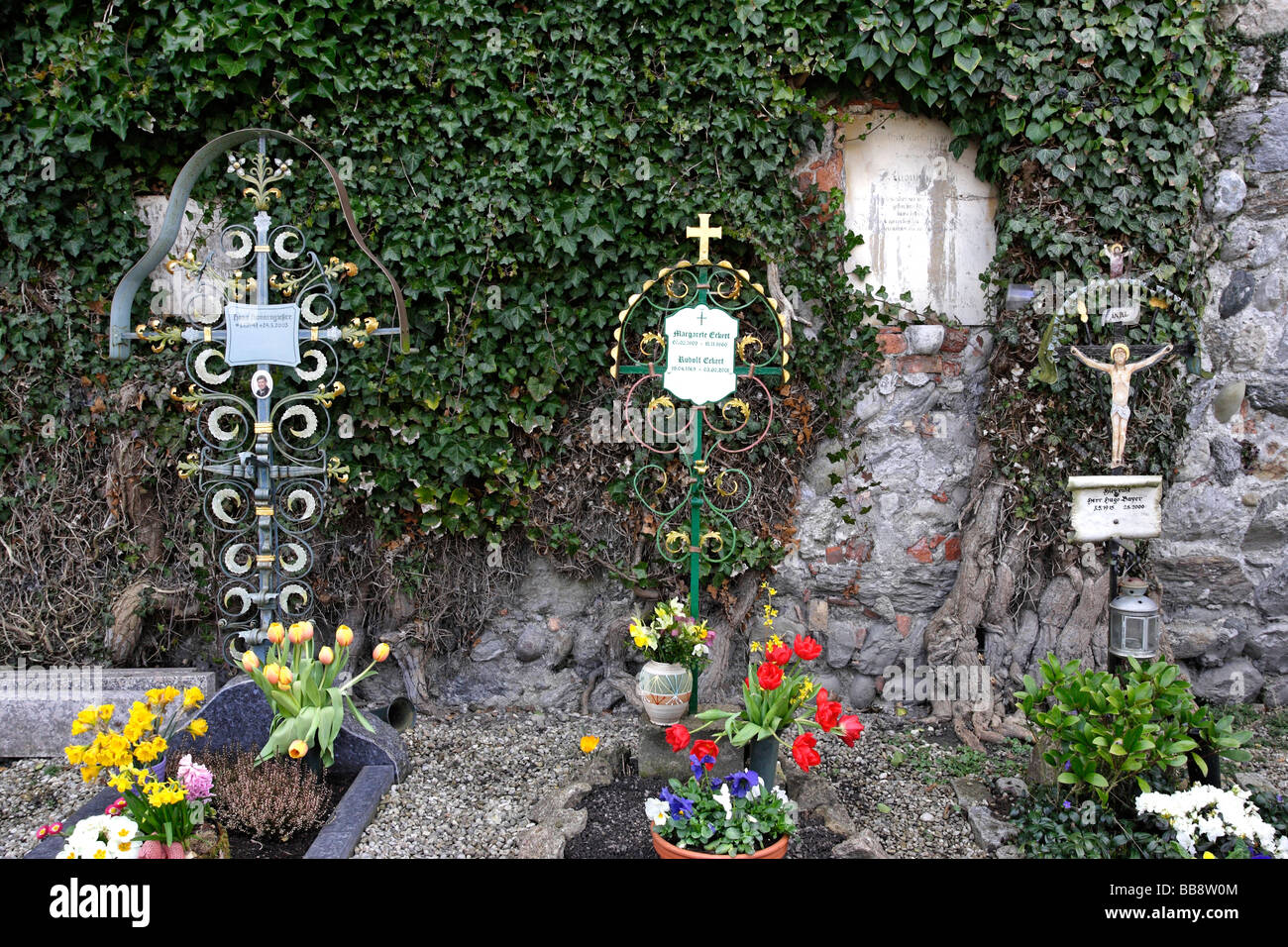 Bavarian Cemetry Grave Headstones Wasserburg Germany Stock Photo - Alamy