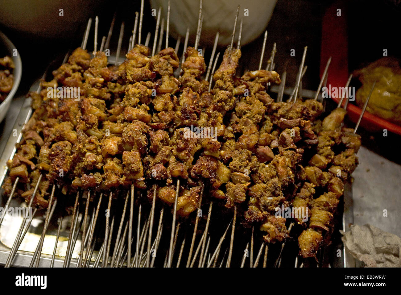 Kebabs at a dog meat restaurant in Hanoi Vietnam regarded as a delicacy ...