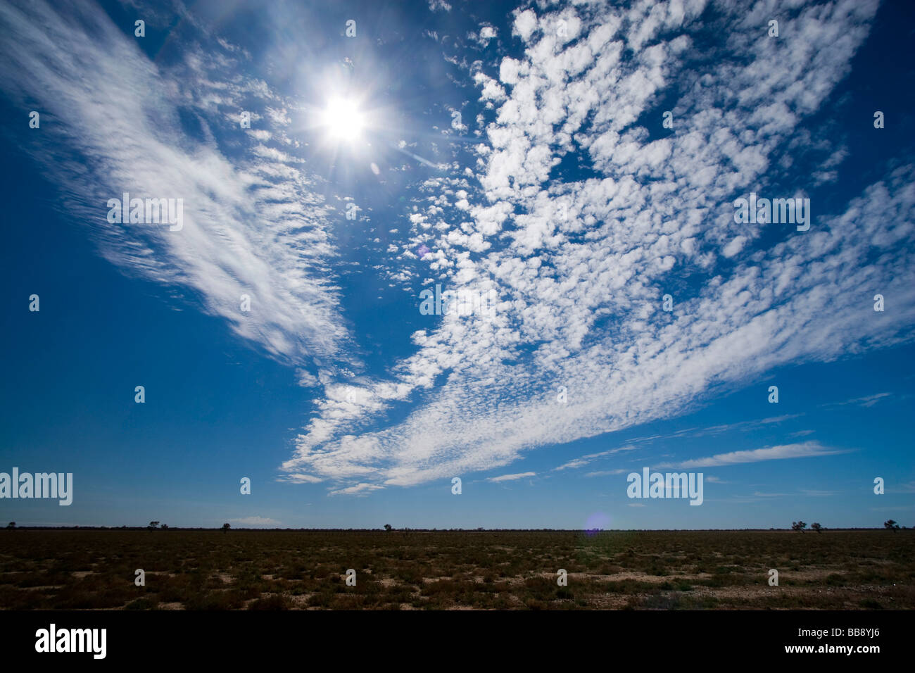 A large sky and clouds above the Australian outback on the Matilda ...
