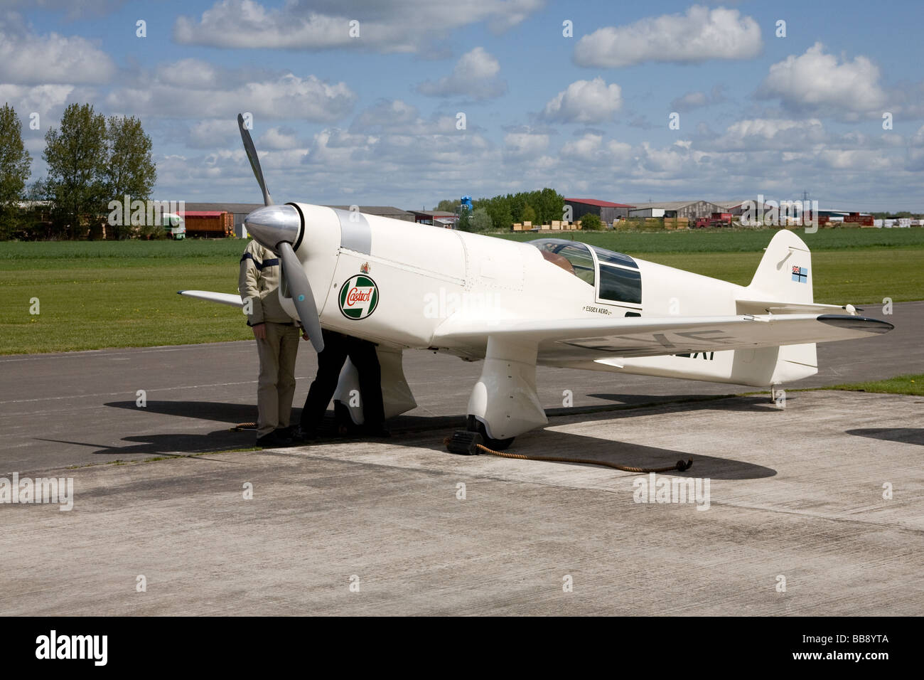 Percival Mew Gull G-AEXF parked at Breighton Airfield preparing for ...