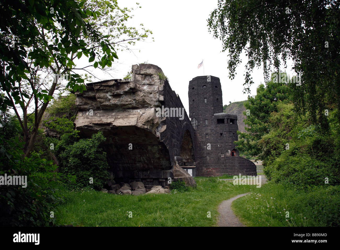 The site of the famous Remagen bridge over the River Rhine at Remagen ...