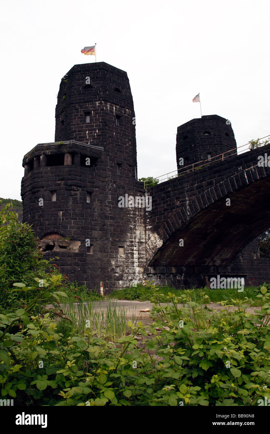 The site of the famous Remagen bridge over the River Rhine at Remagen ...