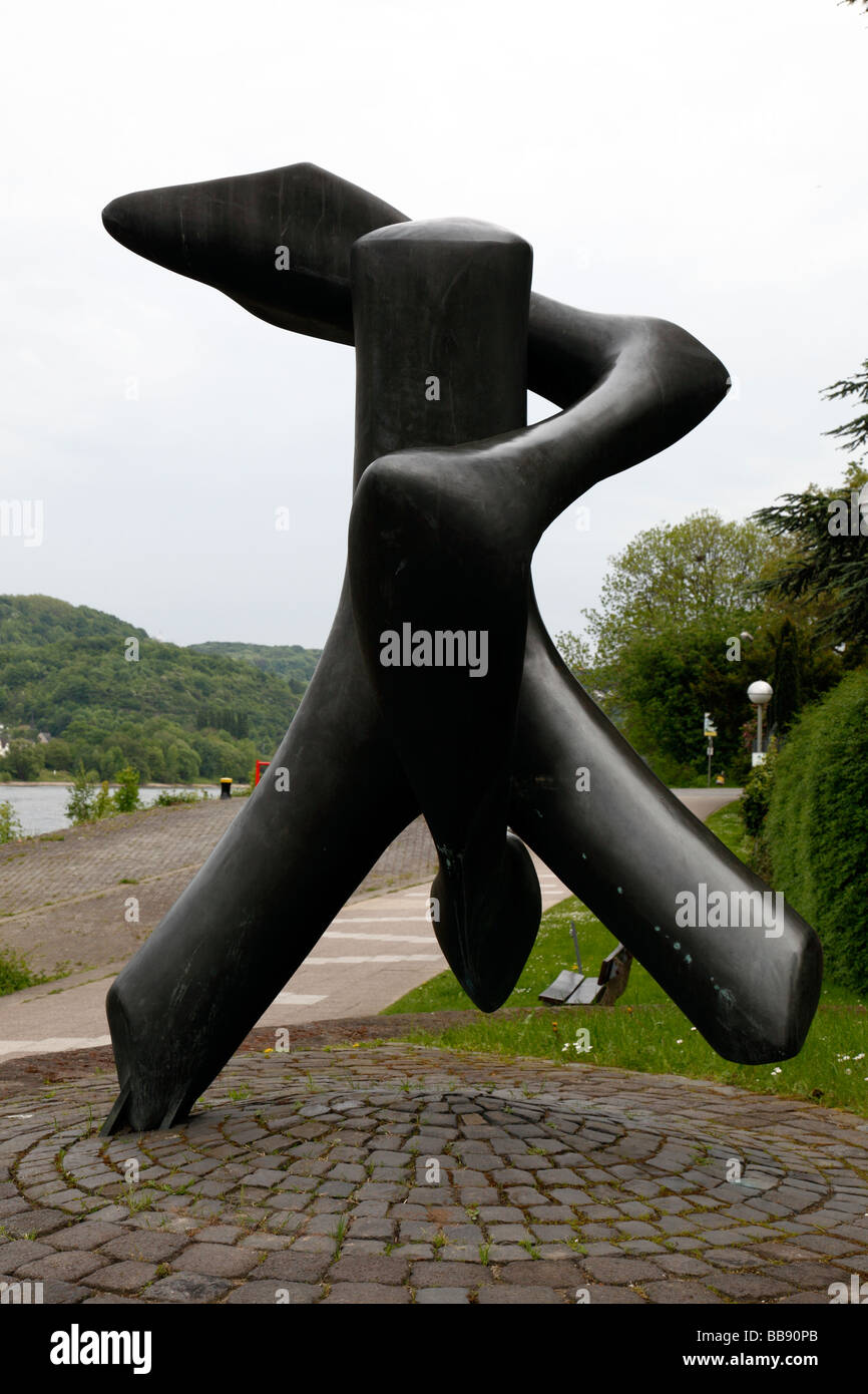 The sculpture by the site of the famous Remagen bridge over the River ...