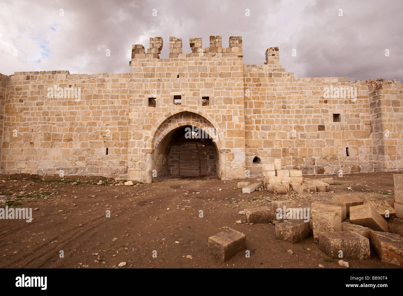 Ancient caravan stop under renovation along the silk road in central ...