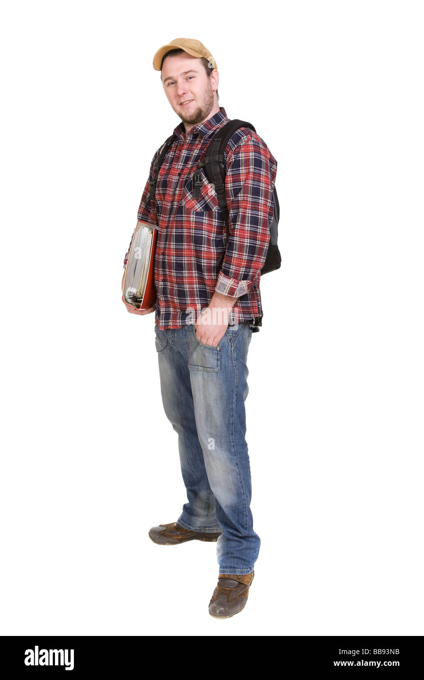 happy student over white background Stock Photo - Alamy