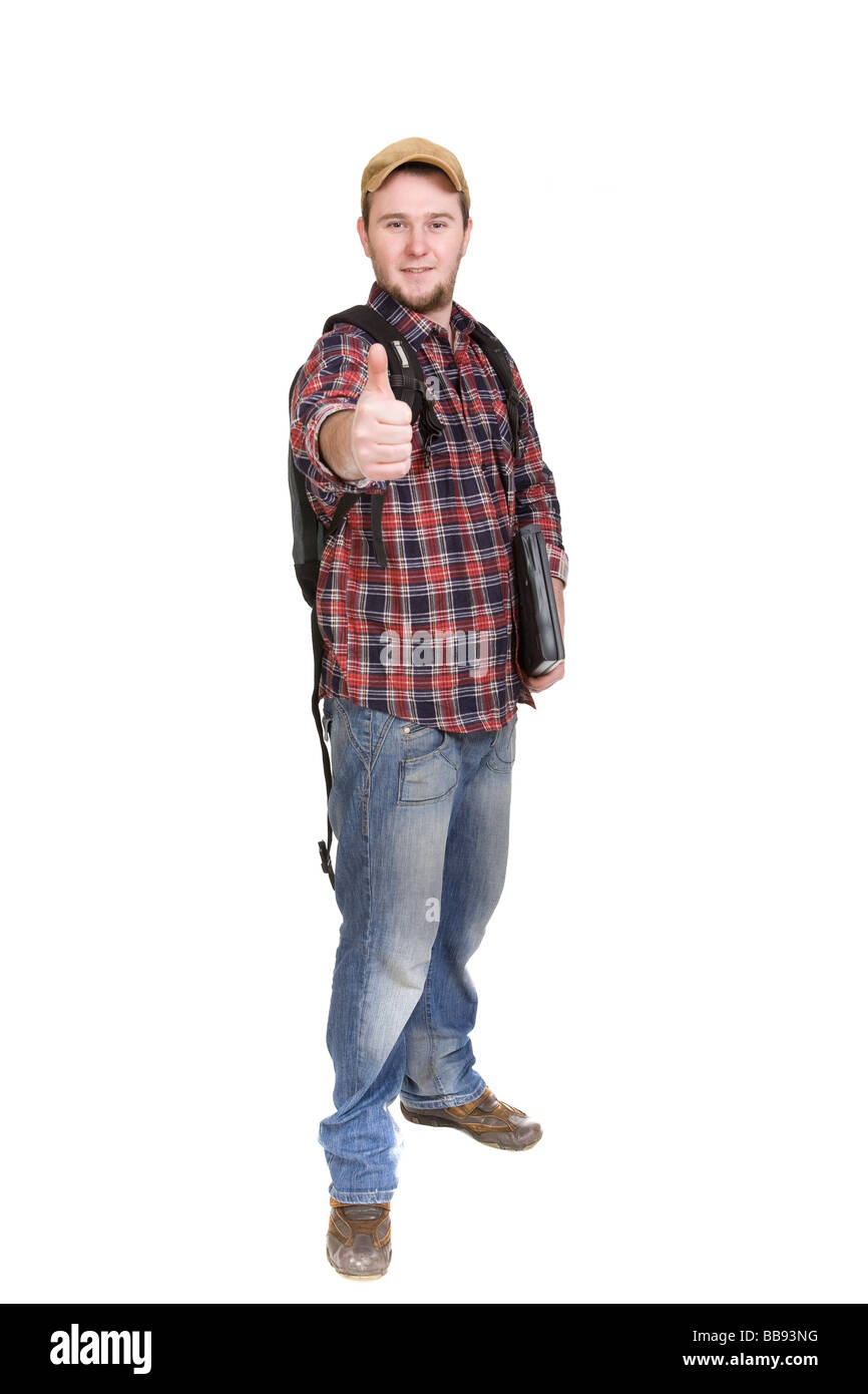 happy student over white background Stock Photo - Alamy