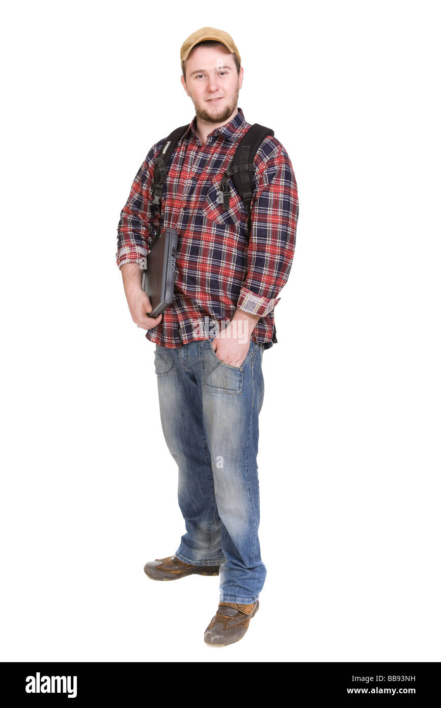 happy student over white background Stock Photo - Alamy