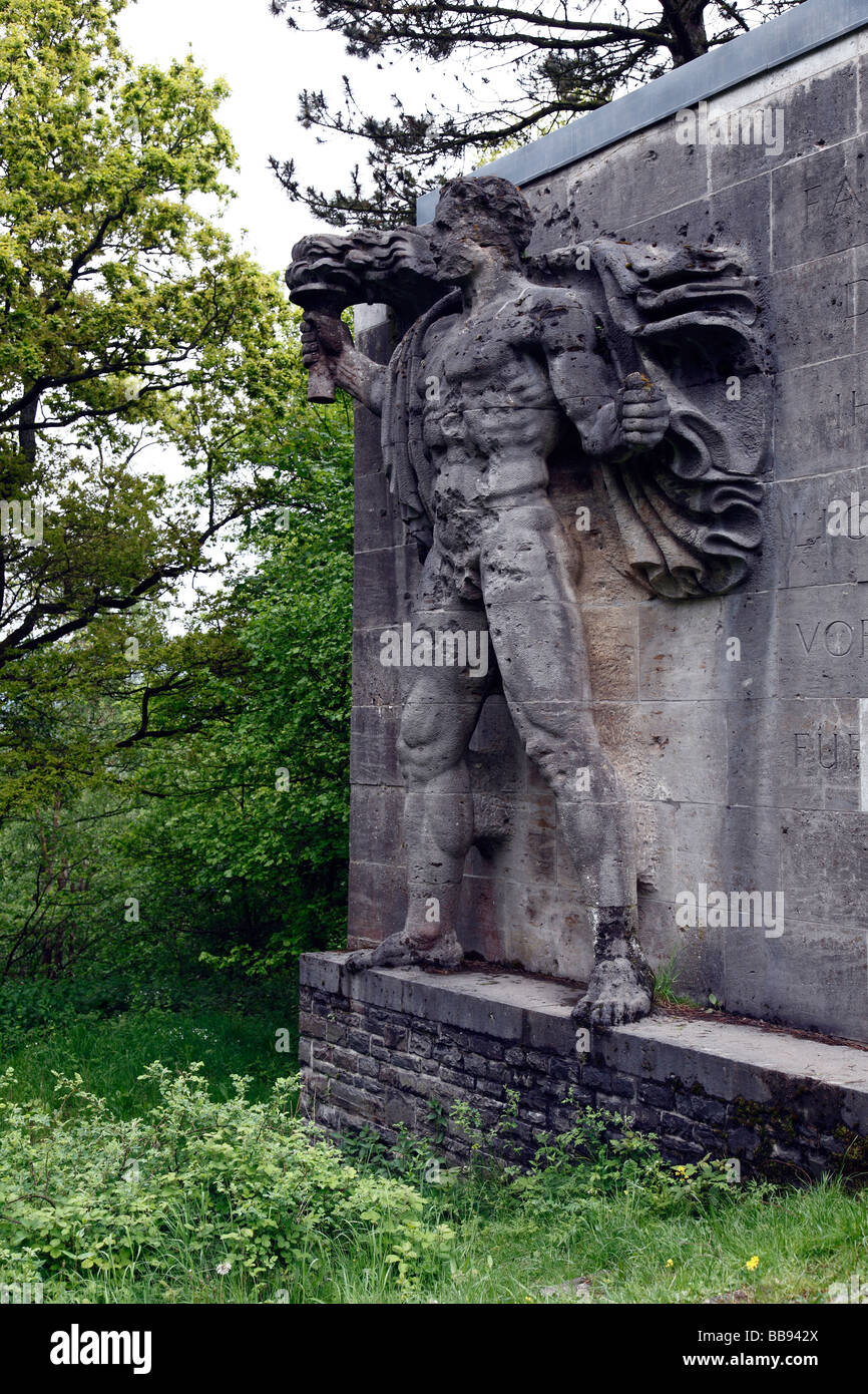 The bullet damaged statue of the Torch Bearer at the Vogelsang Nazi ...