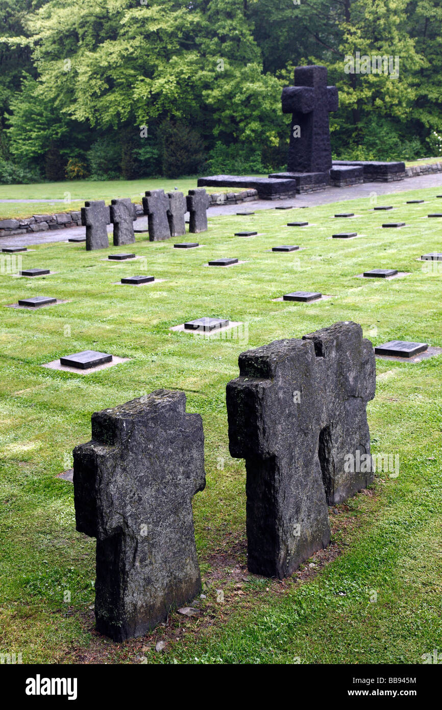 German war graves in Vosserach cemetery in the Eiffel region of Germany ...