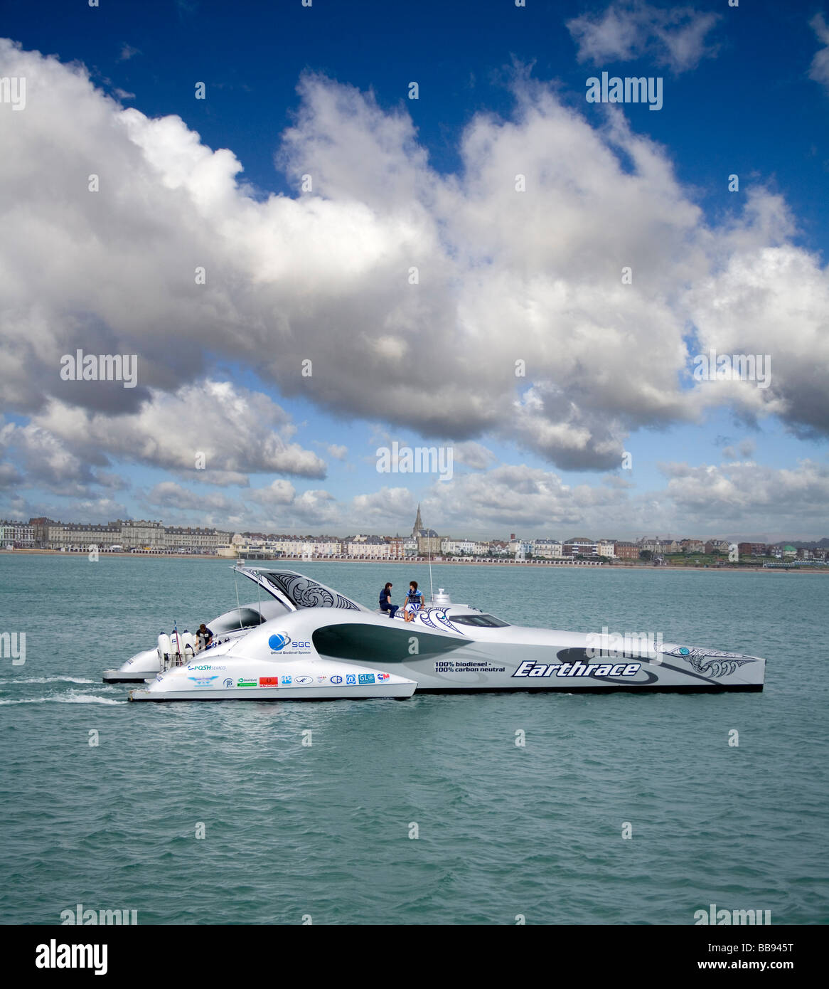Earthrace eco boat at Weymouth in Dorset, UK. Only available on Alamy ...