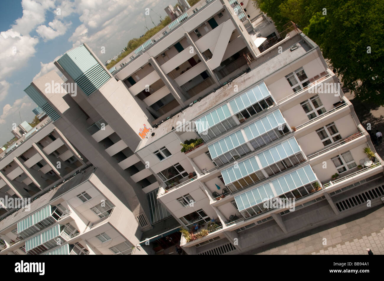 modernistic central london housing estate enclosing a small shopping ...