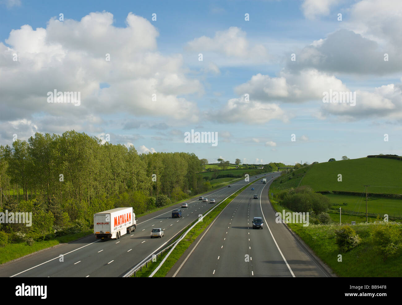 Traffic on the M6 motorway in Cumbria (near Burton-in-Kendal), England ...