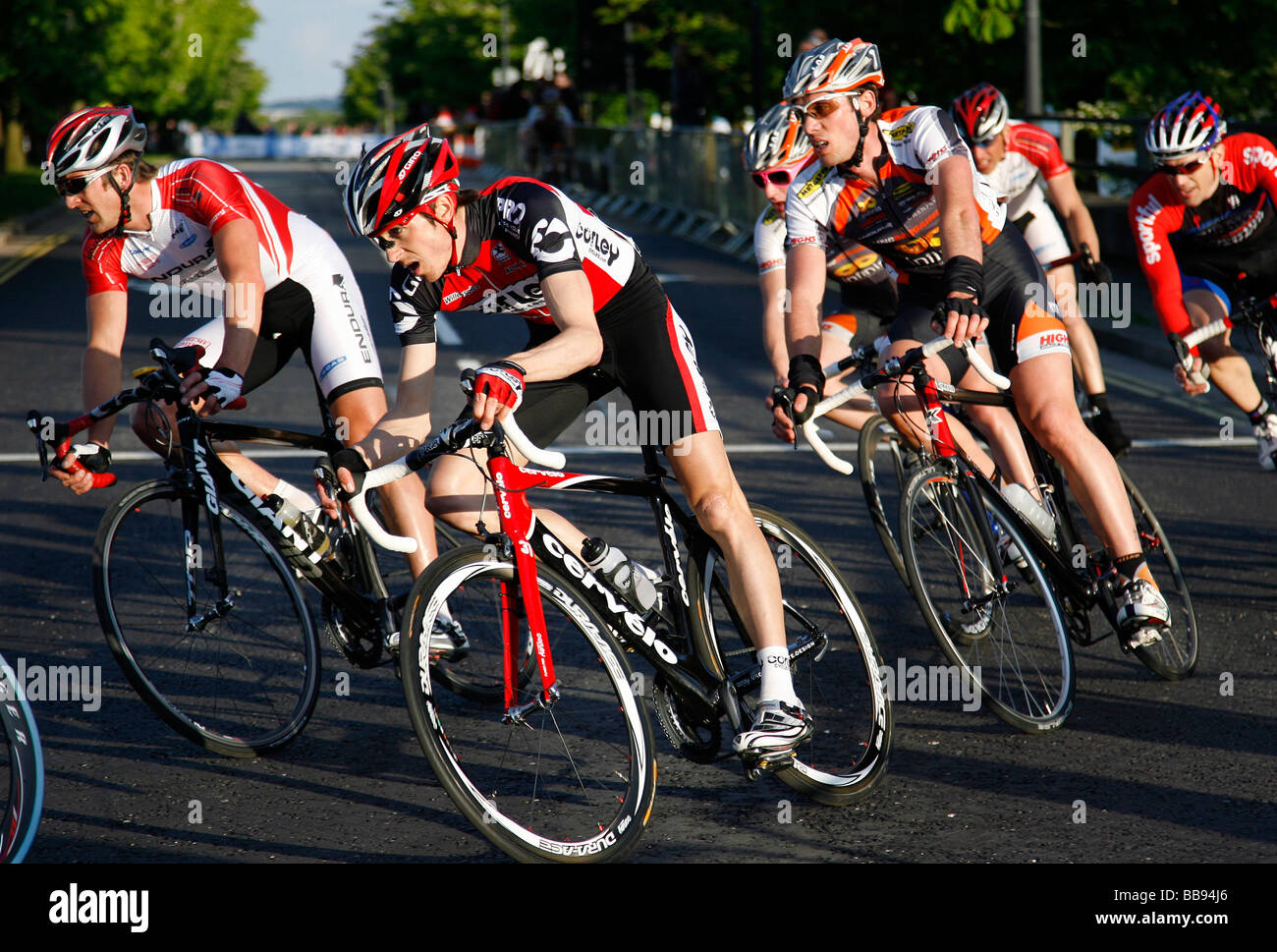 Cyclists race around the streets of Milton Keynes during the opening ...