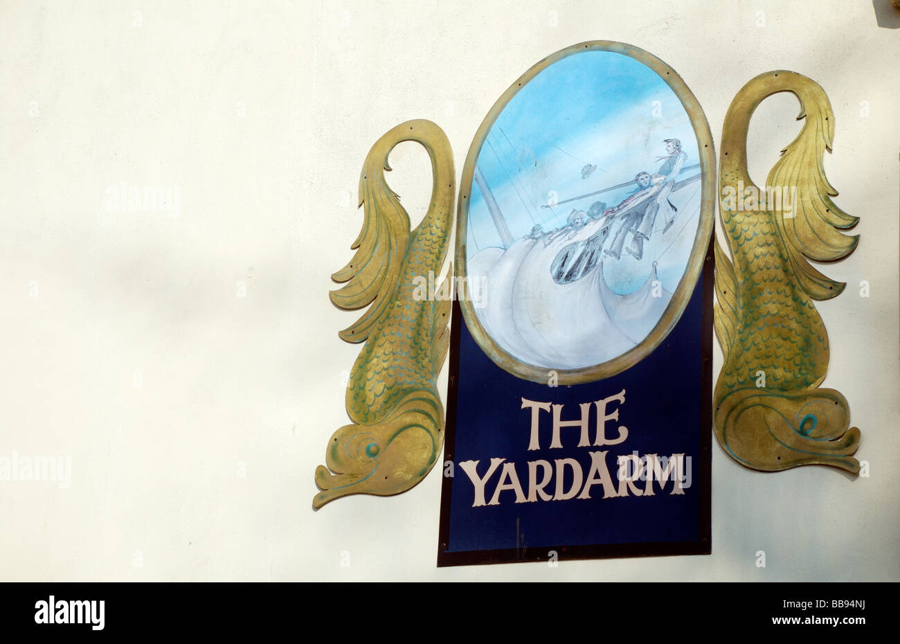 The Yard Arm pub sign, Plymouth, Devon, UK Stock Photo - Alamy