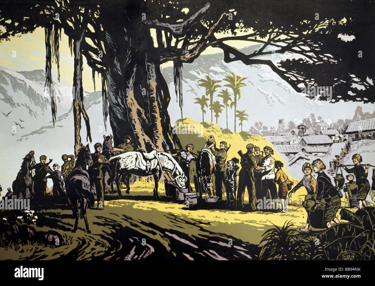 People's Liberation Army soldiers being welcomed by the peasants horses ...