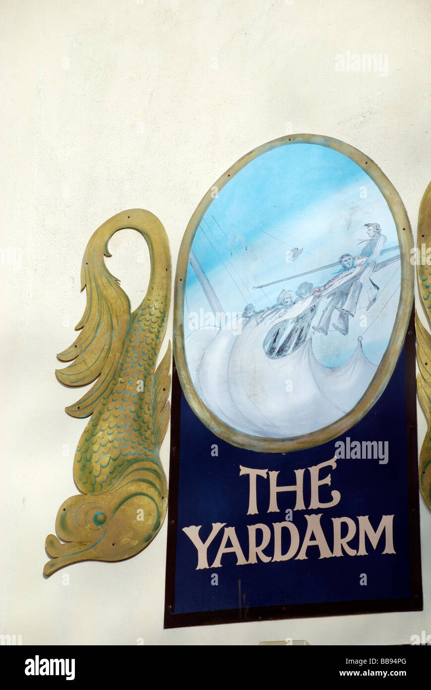 The Yard Arm pub sign, Plymouth, Devon, UK Stock Photo - Alamy