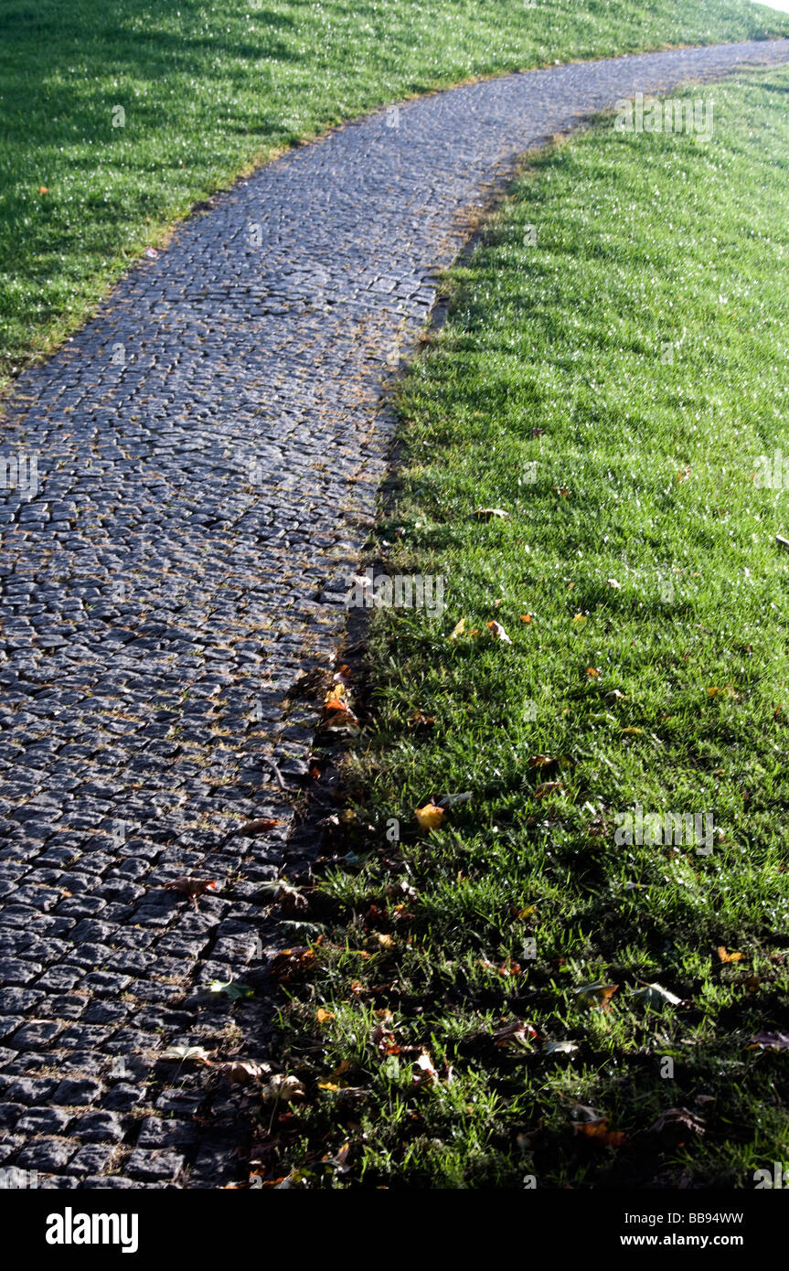 Cobble path and grass Bruges Belgium West Flanders Europe Stock Photo ...