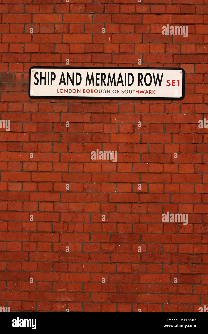 Ship and Mermaid Row Street sign Southwark London SE1 UK Stock Photo ...