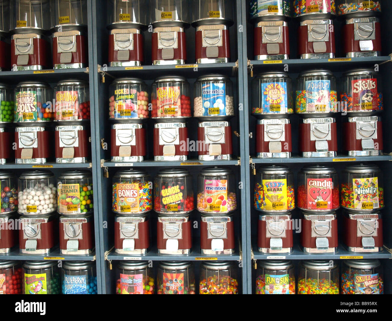 Shelves of childrens sweets outside a shop at Malgrat de mar,spain ...