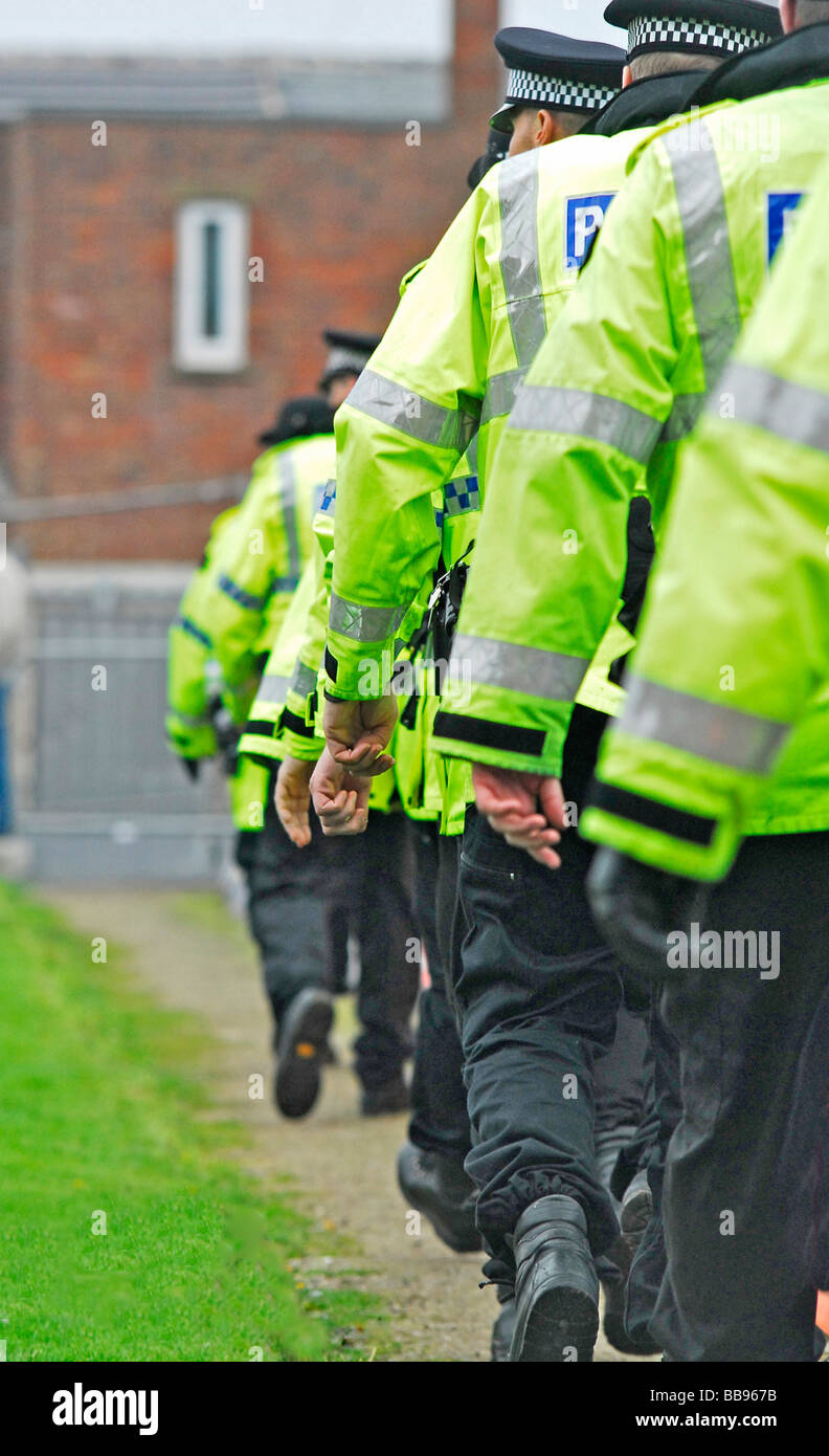 Line of police officers at football match Stock Photo - Alamy