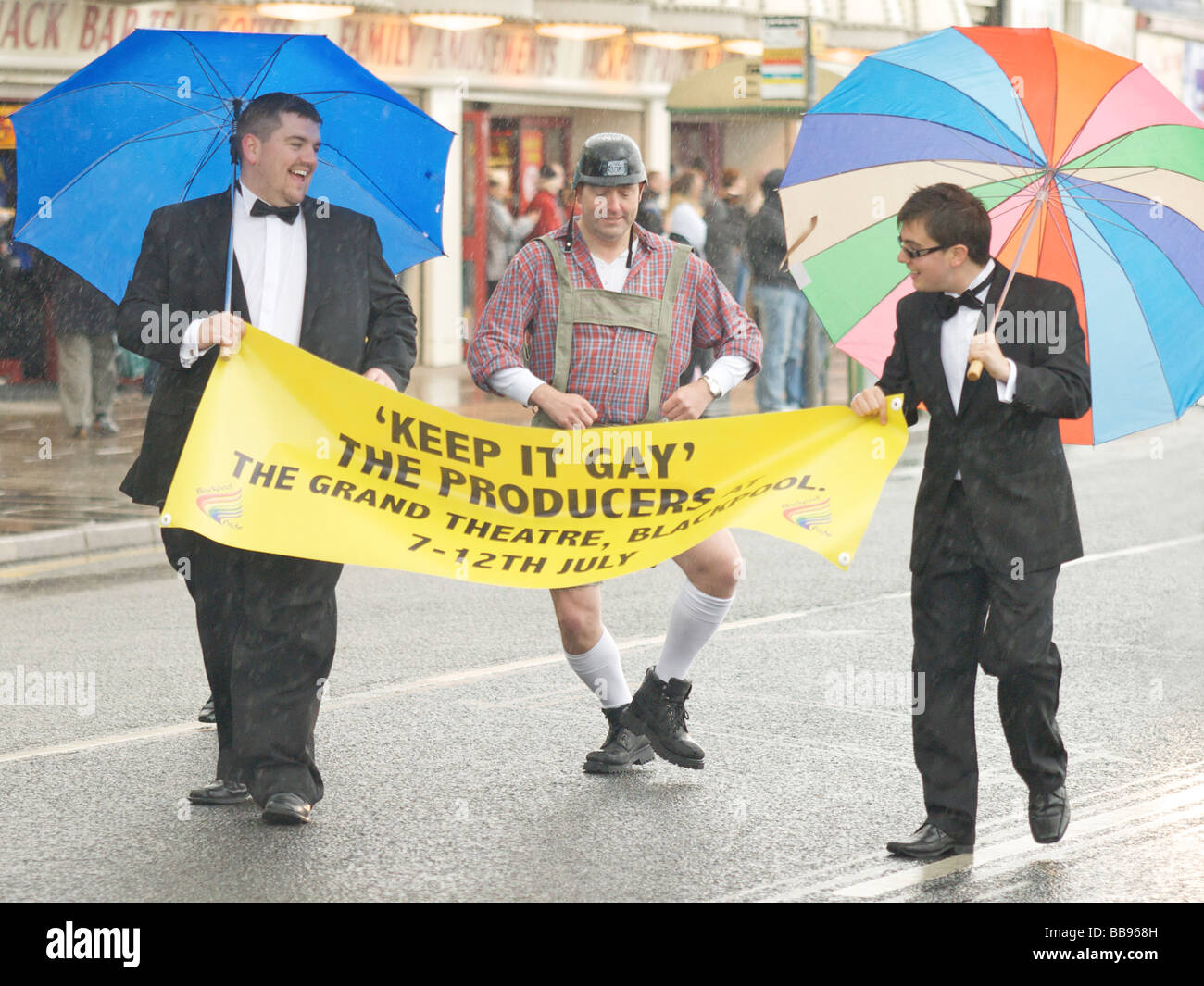 Blackpool Pride parade in the rain Stock Photo - Alamy