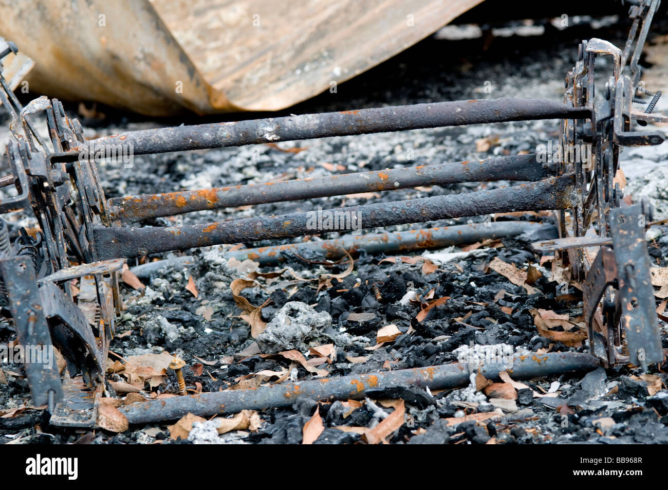 Remains of household objects after a devastating bushfire Stock Photo ...