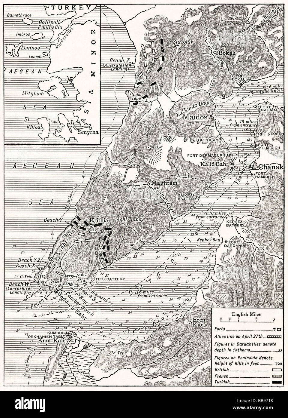 Gallipoli 1915 map hi-res stock photography and images - Alamy