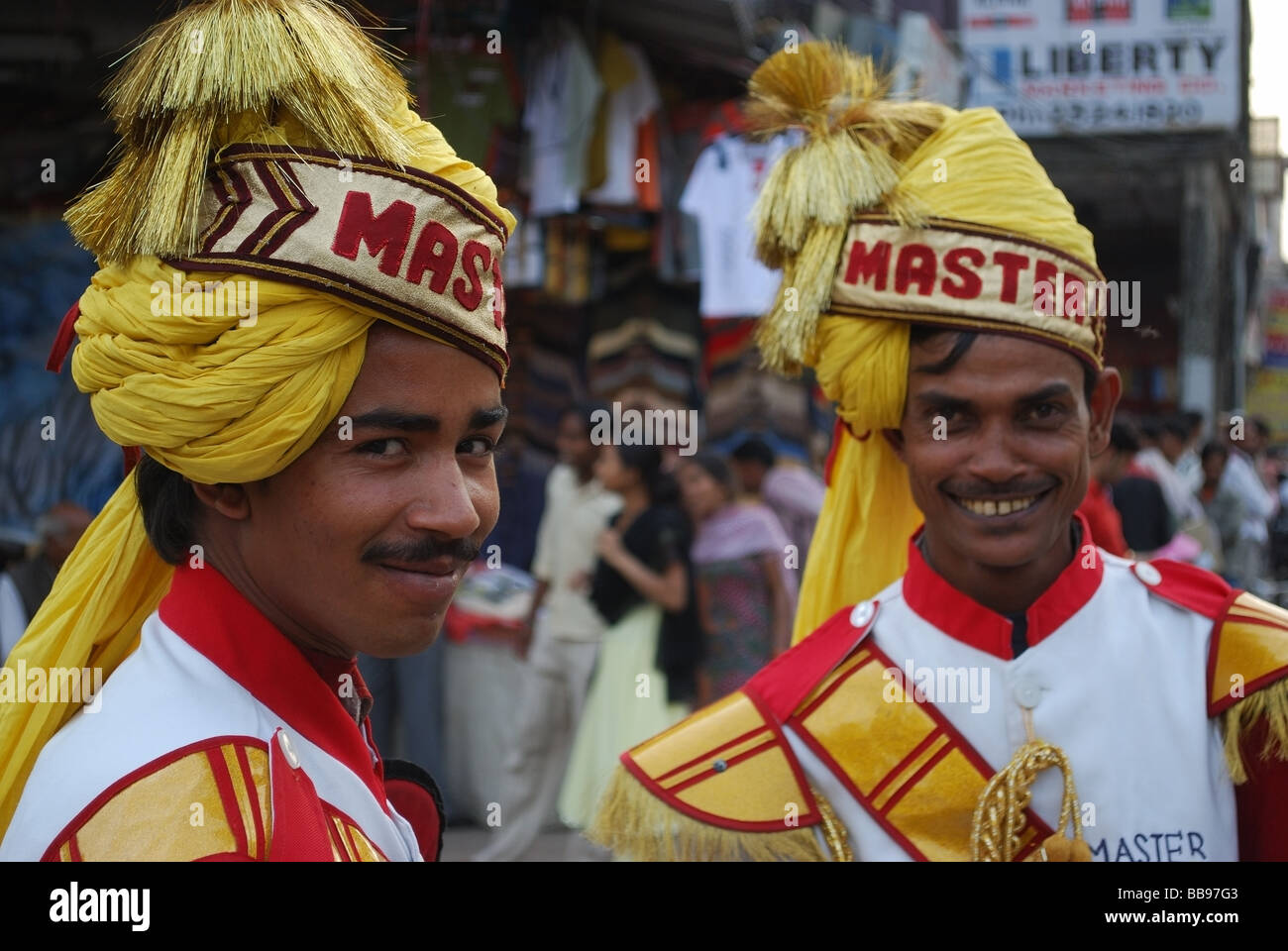 Portrait of two musicians on the street of city of Delhi, India Stock ...