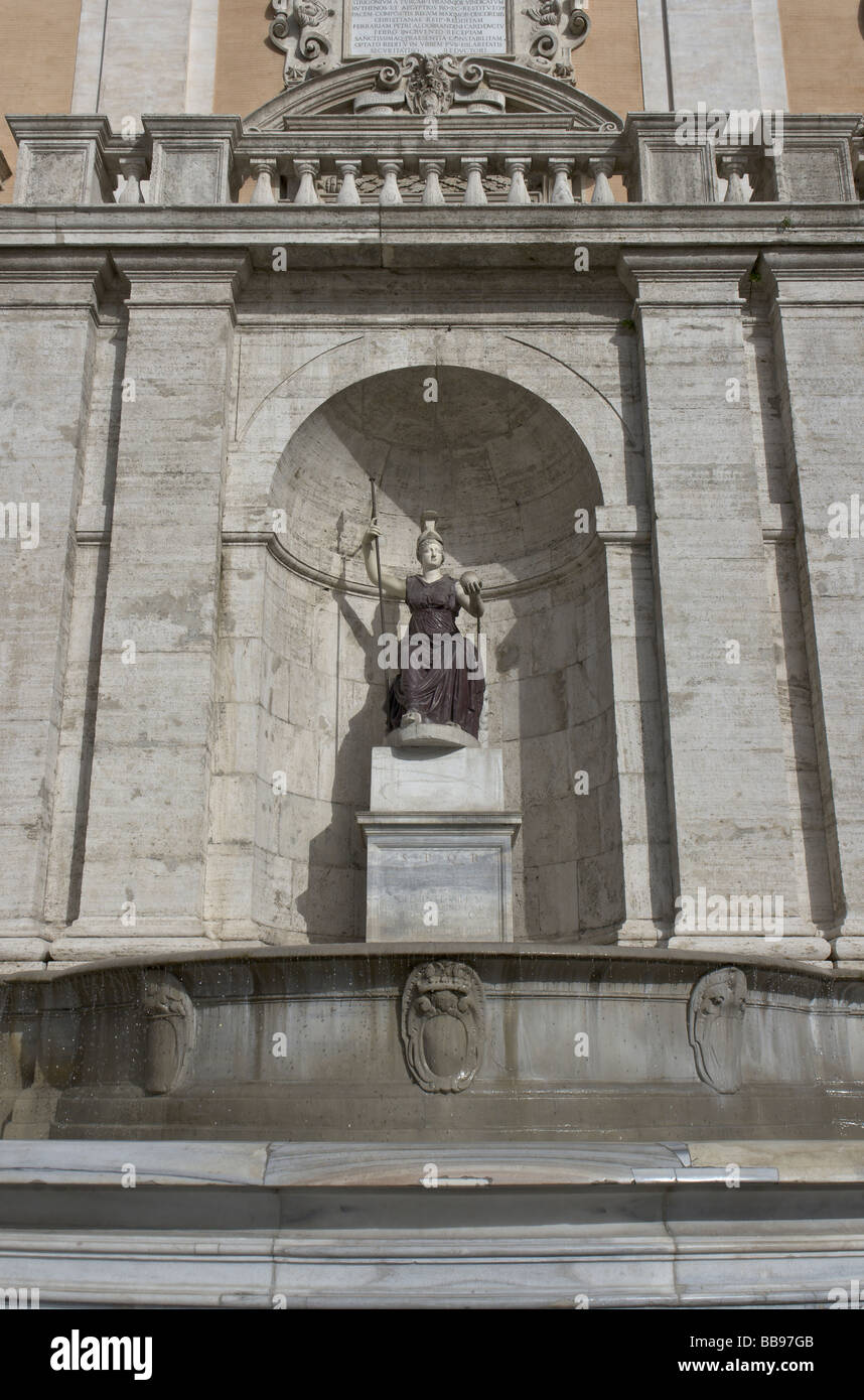 Statue of Minerva - Goddess Roma in the fountain leaning to the Palazzo ...