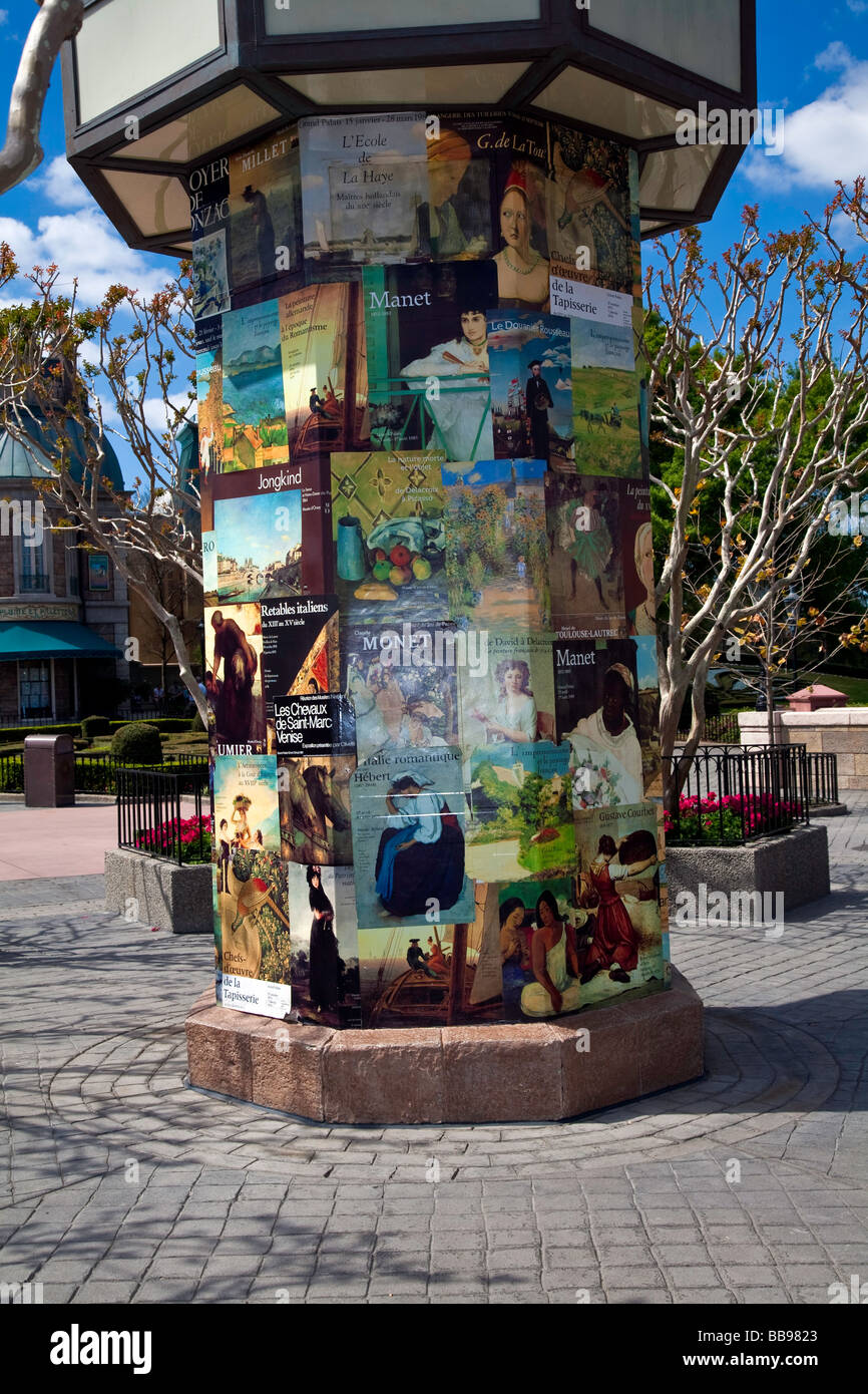 French outdoor poster display in town circle column Stock Photo - Alamy