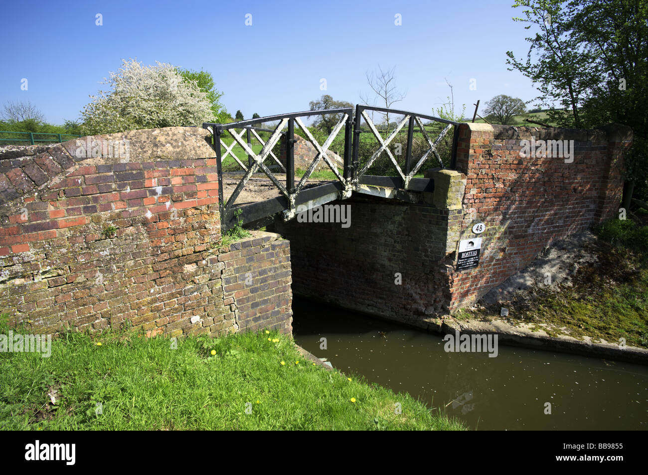 A split bridge on the Stratford upon avon canal Preston Bagot flight of ...