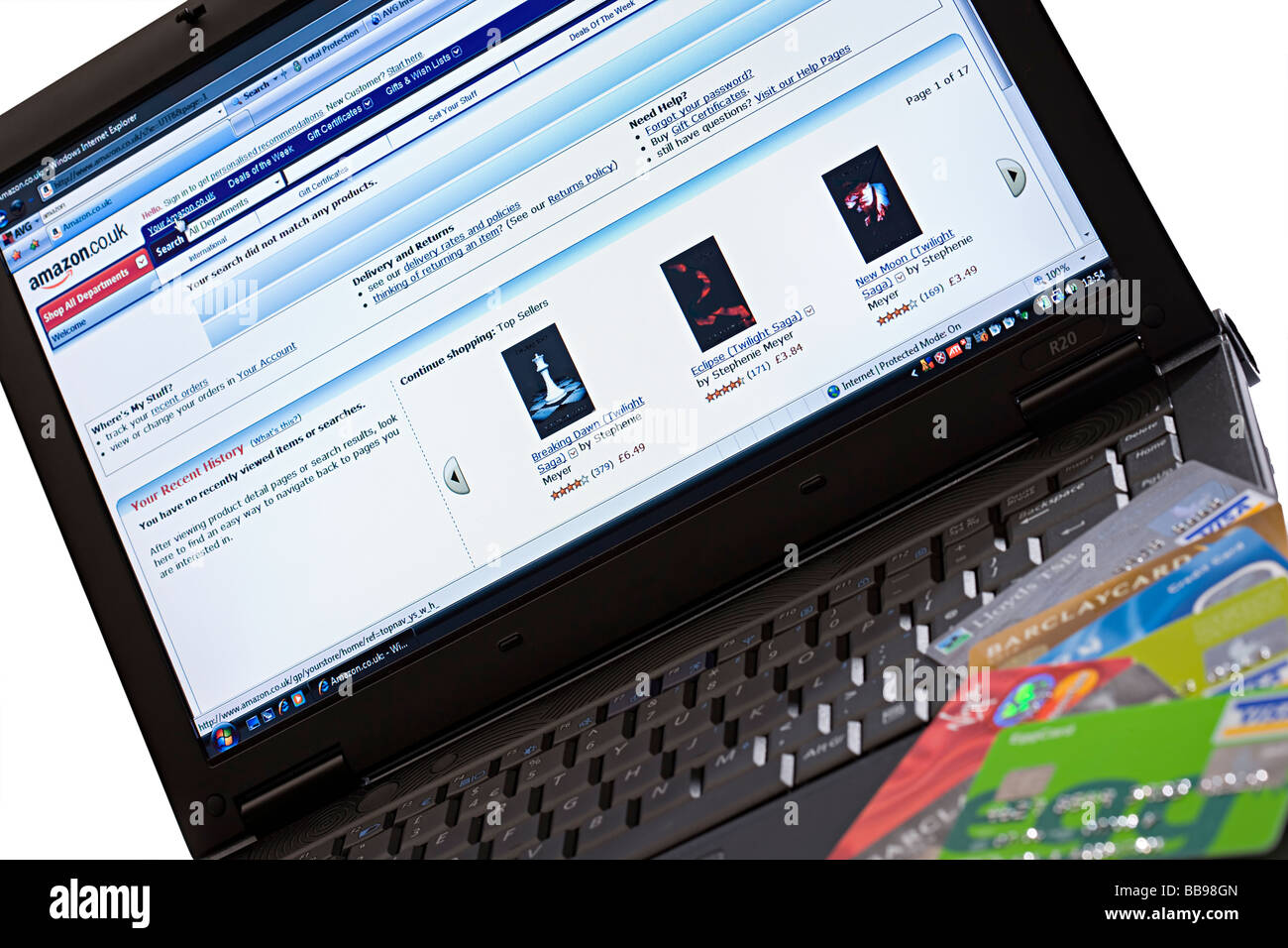 landscape photograph of a PC laptop computer with credit cards ...