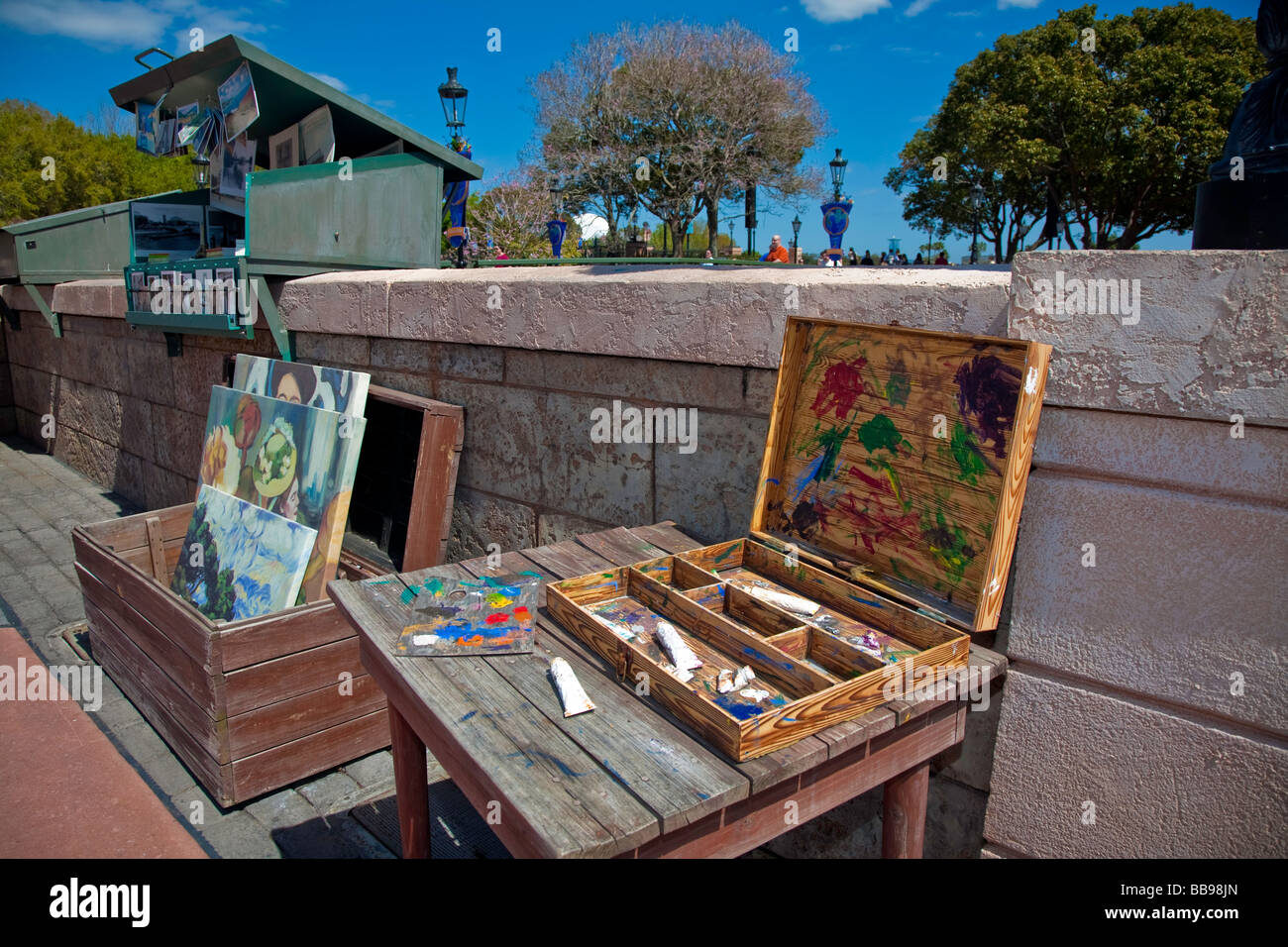 Artist or Painters outdoor workshop and tools exhibition and display in ...