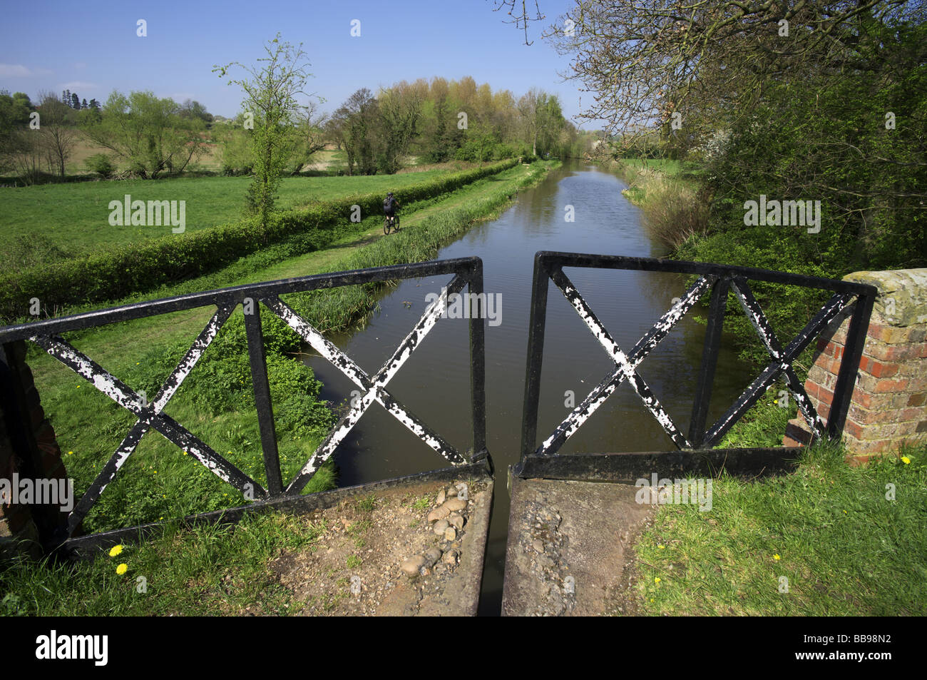 A split bridge on the Stratford upon avon canal Preston Bagot flight of ...