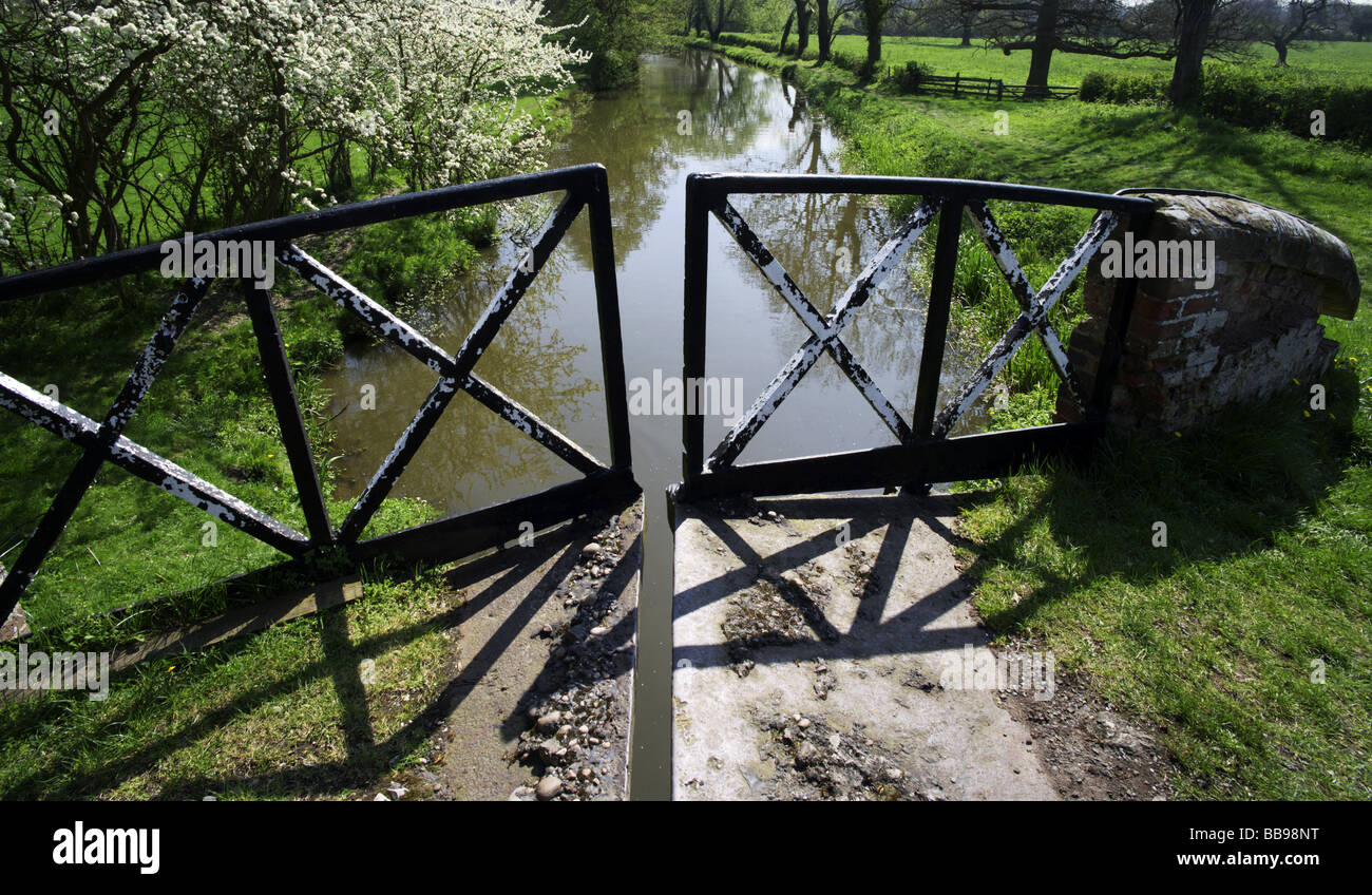 A split bridge on the Stratford upon avon canal Preston Bagot flight of ...
