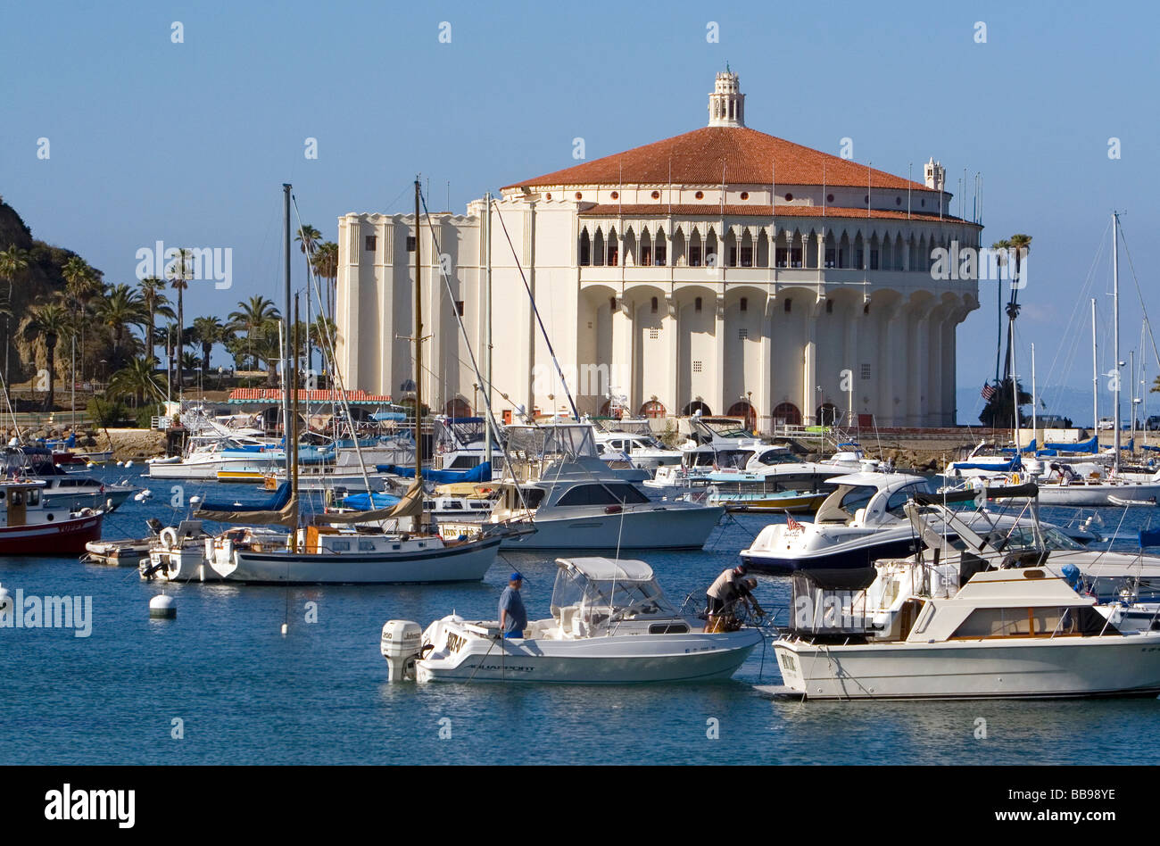 The Catalina Casino and Avalon harbor on Catalina Island California USA ...